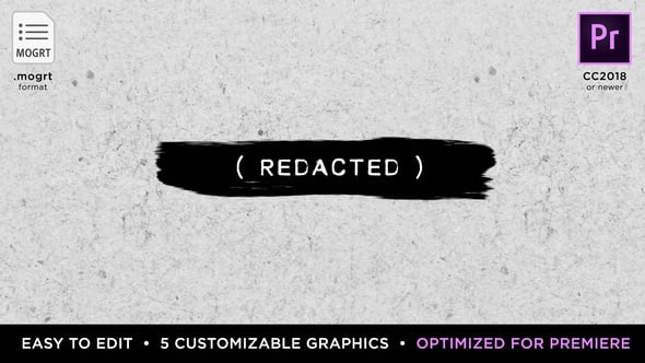 Redacted Titles | MOGRT for Premiere Pro - Template Premiere Pro Free